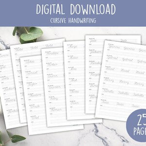 Printable Cursive Handwriting Worksheet, Hand Lettering, Handwriting ...