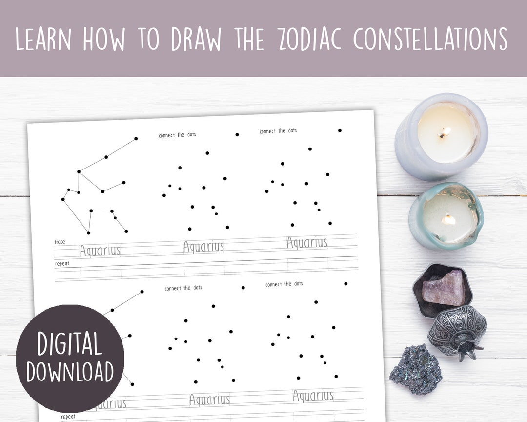 Zodiac Constallation Practice Sheet, Hand Lettering, Drawing Practice ...