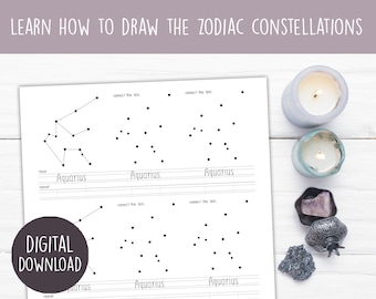 Zodiac Sign Symbols Practice Sheet, Hand Lettering, Drawing Practice ...