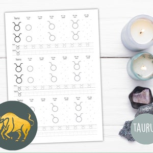 Zodiac Sign Symbols Practice Sheet, Hand Lettering, Drawing Practice ...
