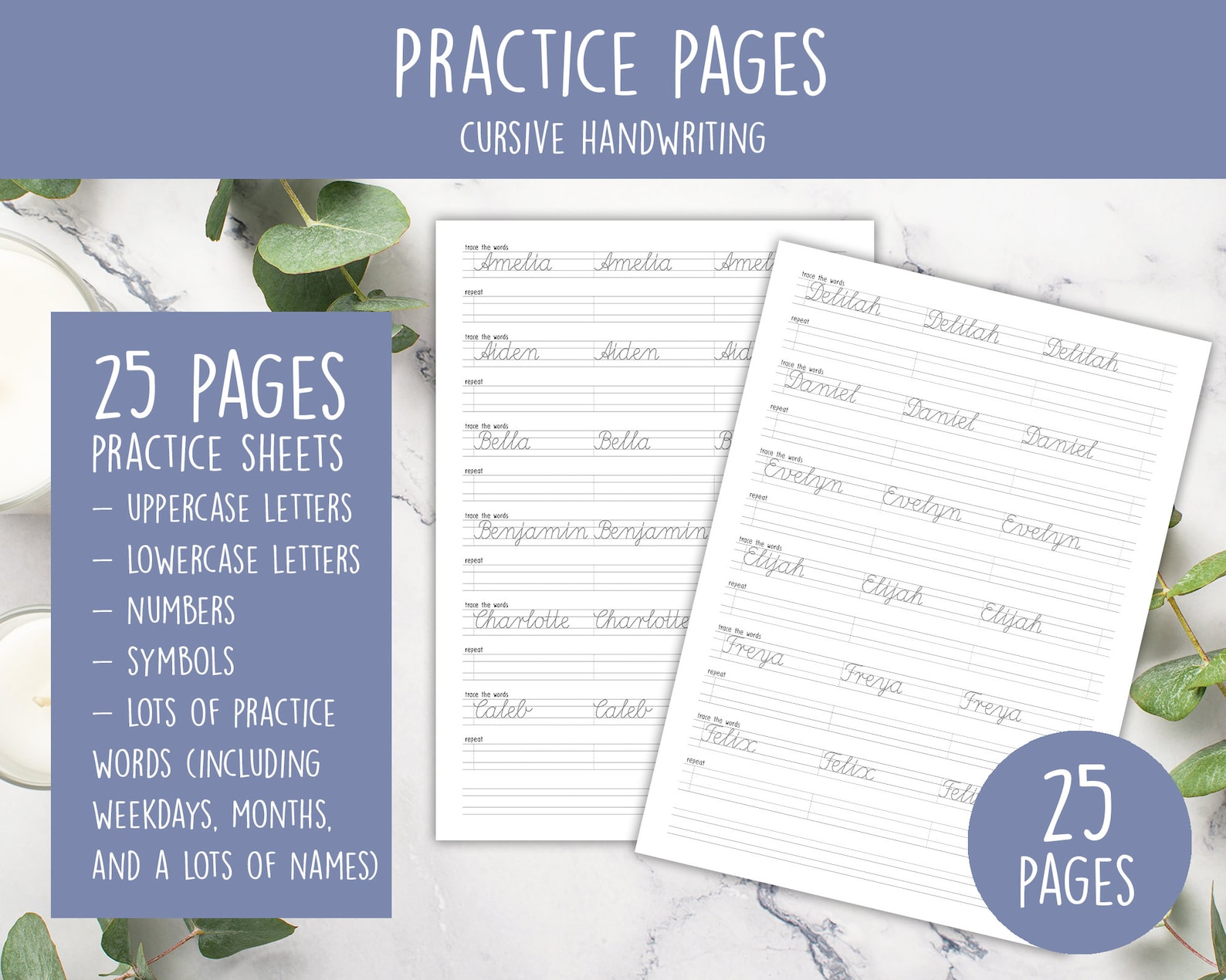 Printable Cursive Handwriting Worksheet, Hand Lettering, Handwriting ...