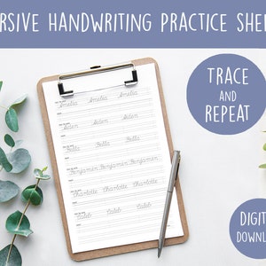 Printable Cursive Handwriting Worksheet, Hand Lettering, Handwriting ...