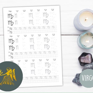 Zodiac Sign Symbols Practice Sheet, Hand Lettering, Drawing Practice ...