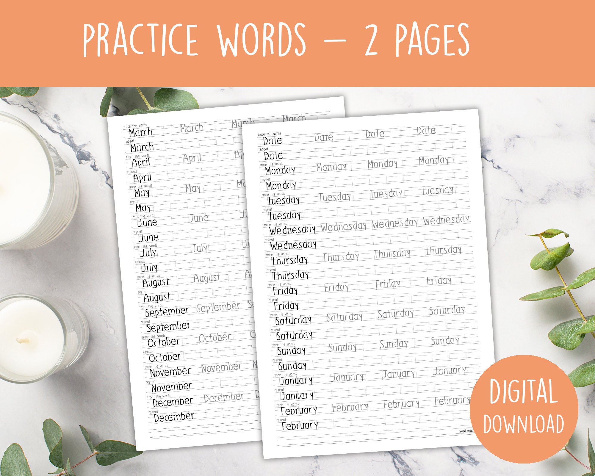 Printable Handwriting Worksheet, Hand Lettering, Handwriting Practice ...