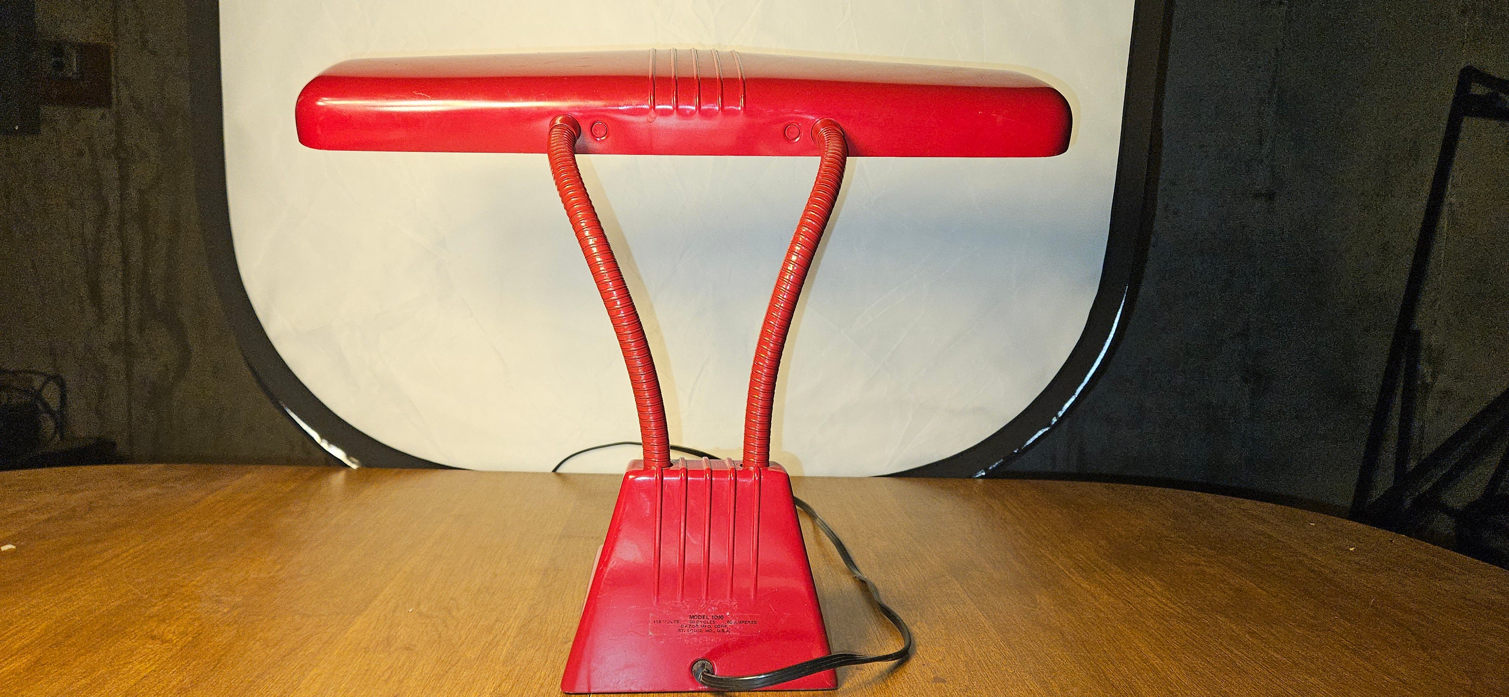 Dazor Mfg. Industrial Retro Red Drafting Lamp MCM Model 1000 Gooseneck ...