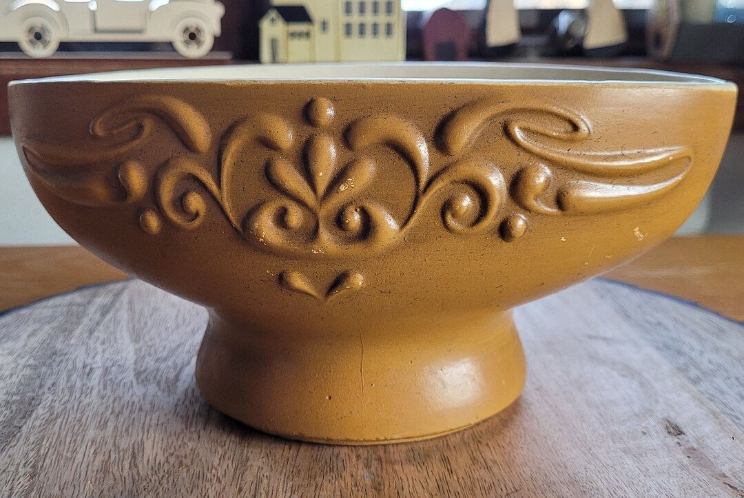 Vintage Mccoy Art Pottery | Floraline 419 U.S.A. | Oval Bowl or Planter ...