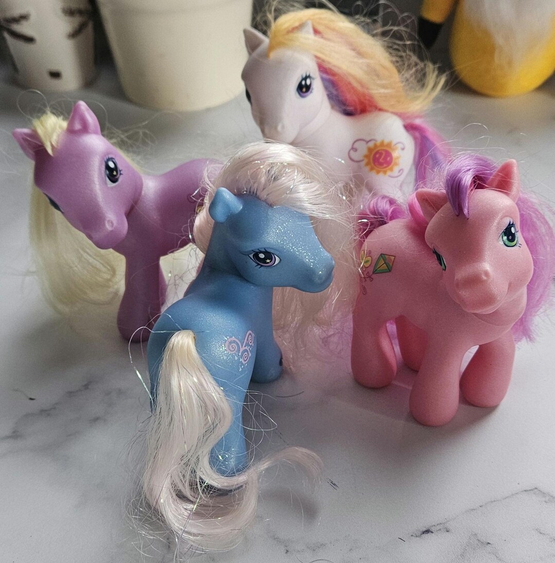 Set of 4 My Little Pony Toy Ponies G2, 2002 Dosey Dotes, Sunny Daze ...