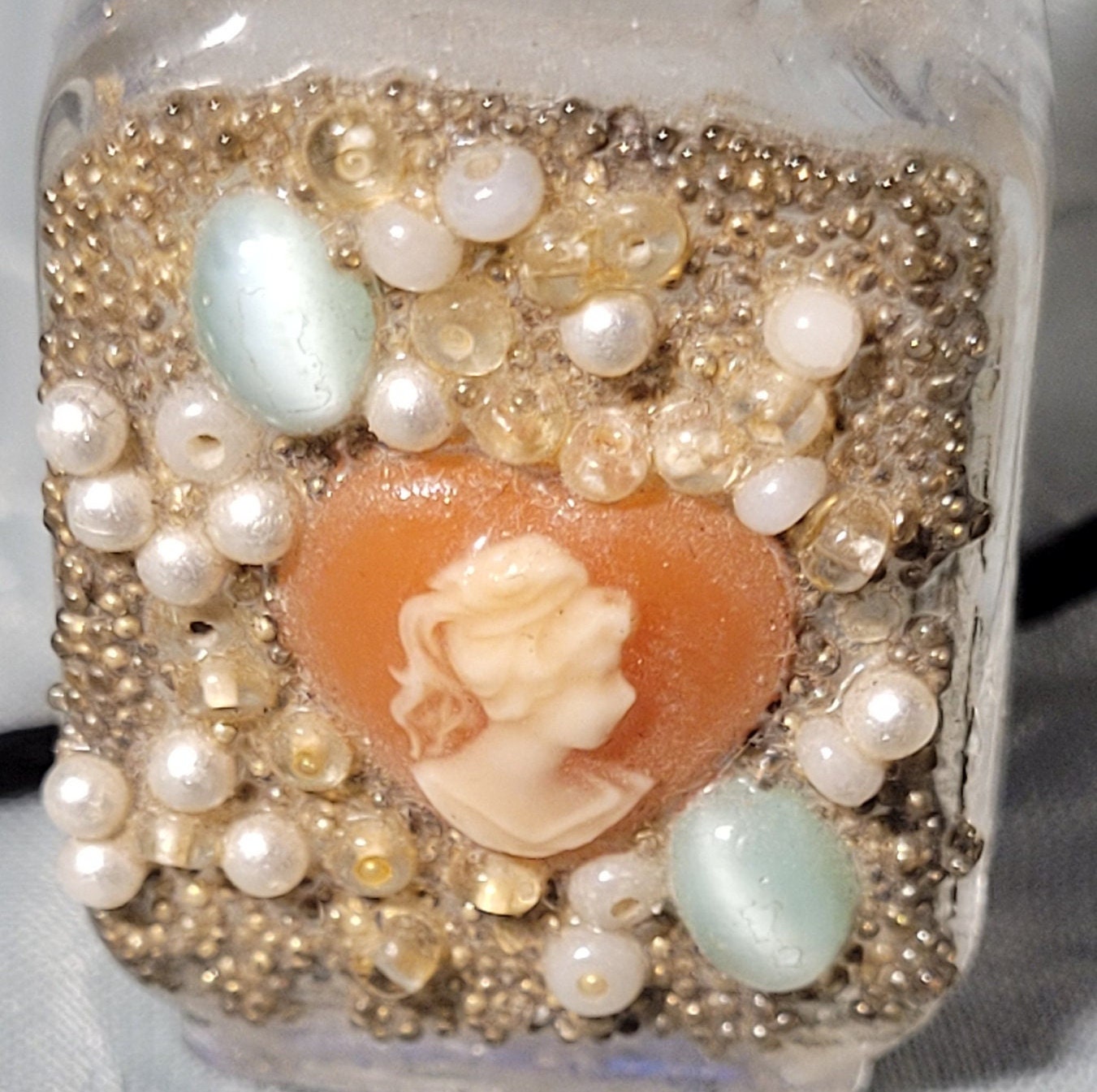 Vintage Adrian Designs Cameo Perfume Bottle Necklace: 24K GP, Faux ...