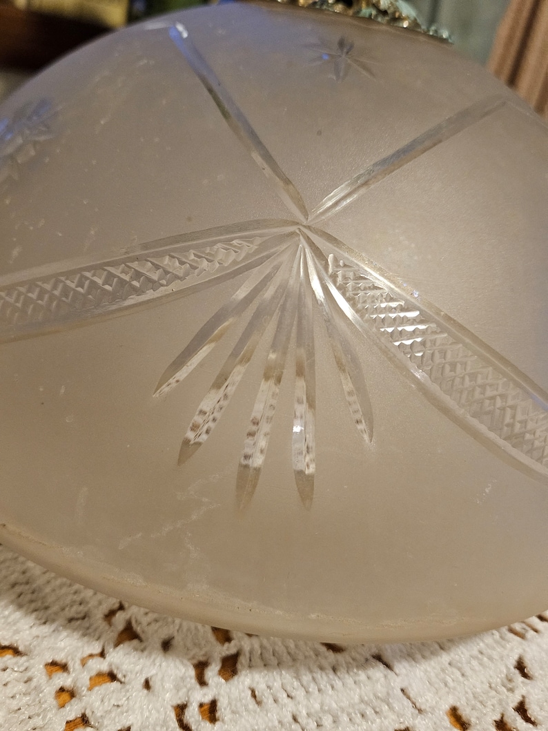 Antique Frosted Glass Light Shade Beautiful Ornate Brass Pinecone ...