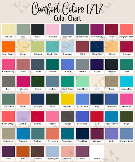 Comfort Colors 1717 Color Chart|All Colors Color Chart For Comfort ...