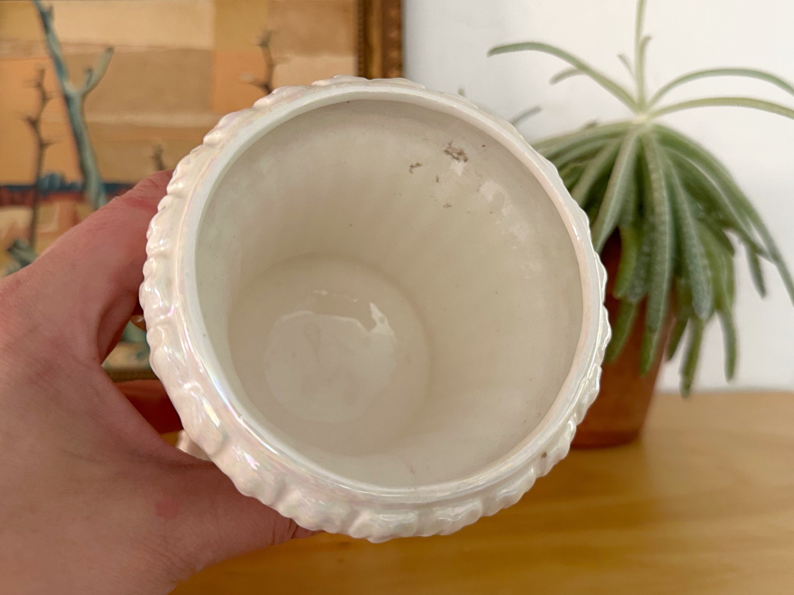 Lefton Cream Iridescent Urn Planter Vase, Made in Japan - Etsy