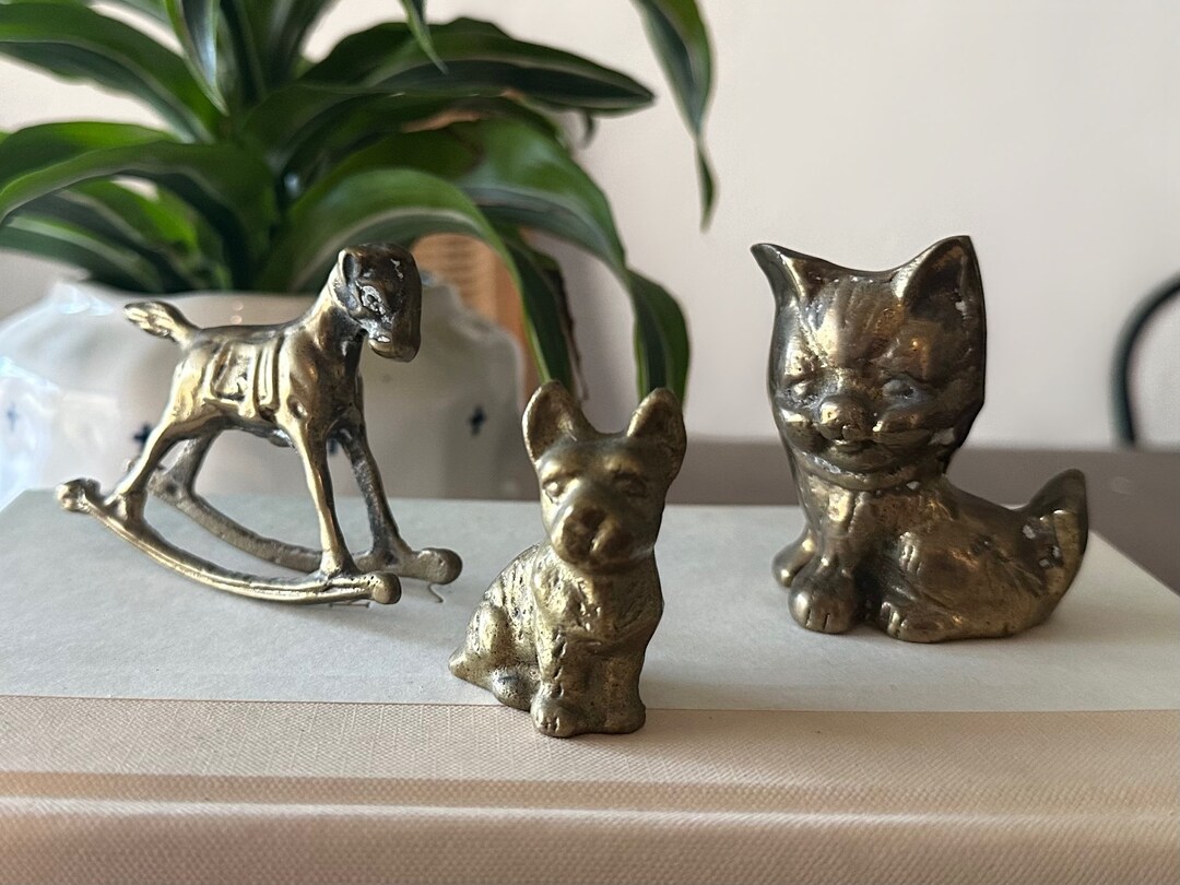 Vintage MCM Solid Brass Cat, Scottie Dog, Rocking Horse, Animals - Etsy