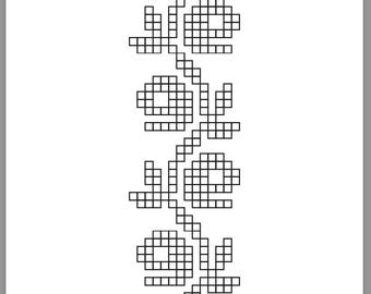 Cypress Tree Palestinian Embroidery Motifs Colouring Pages Printable Small Squares Pixels Fun ...