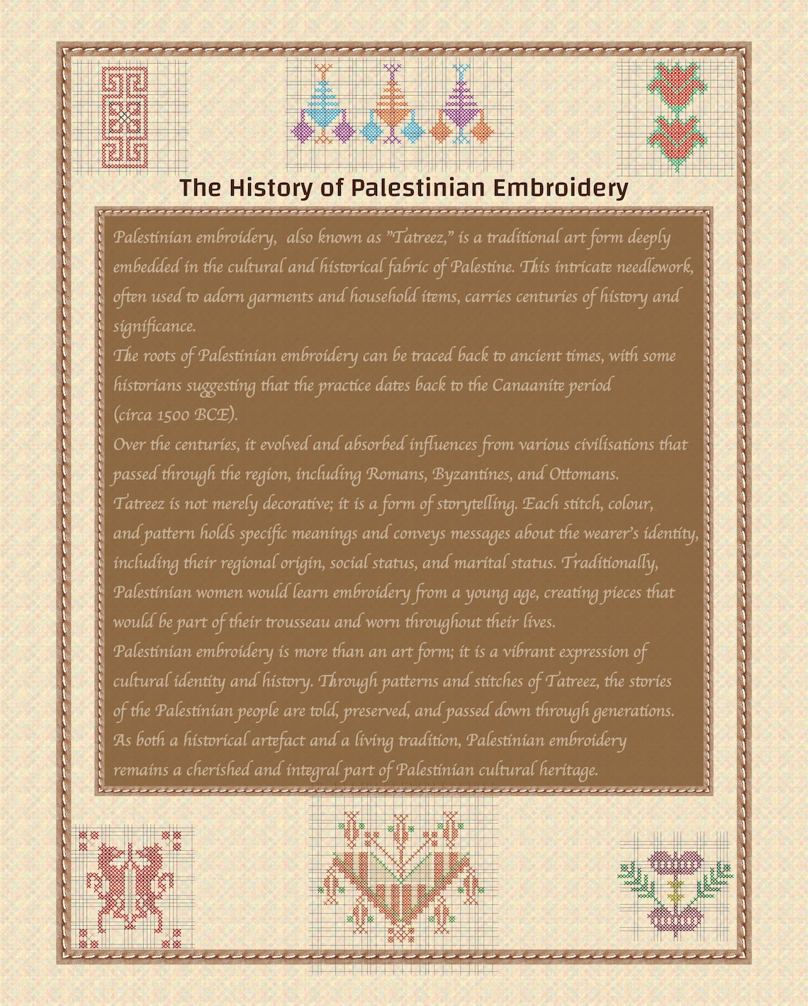 Cross Stitch Pattern for Damask Rose Ward Al Sham Palestinian ...