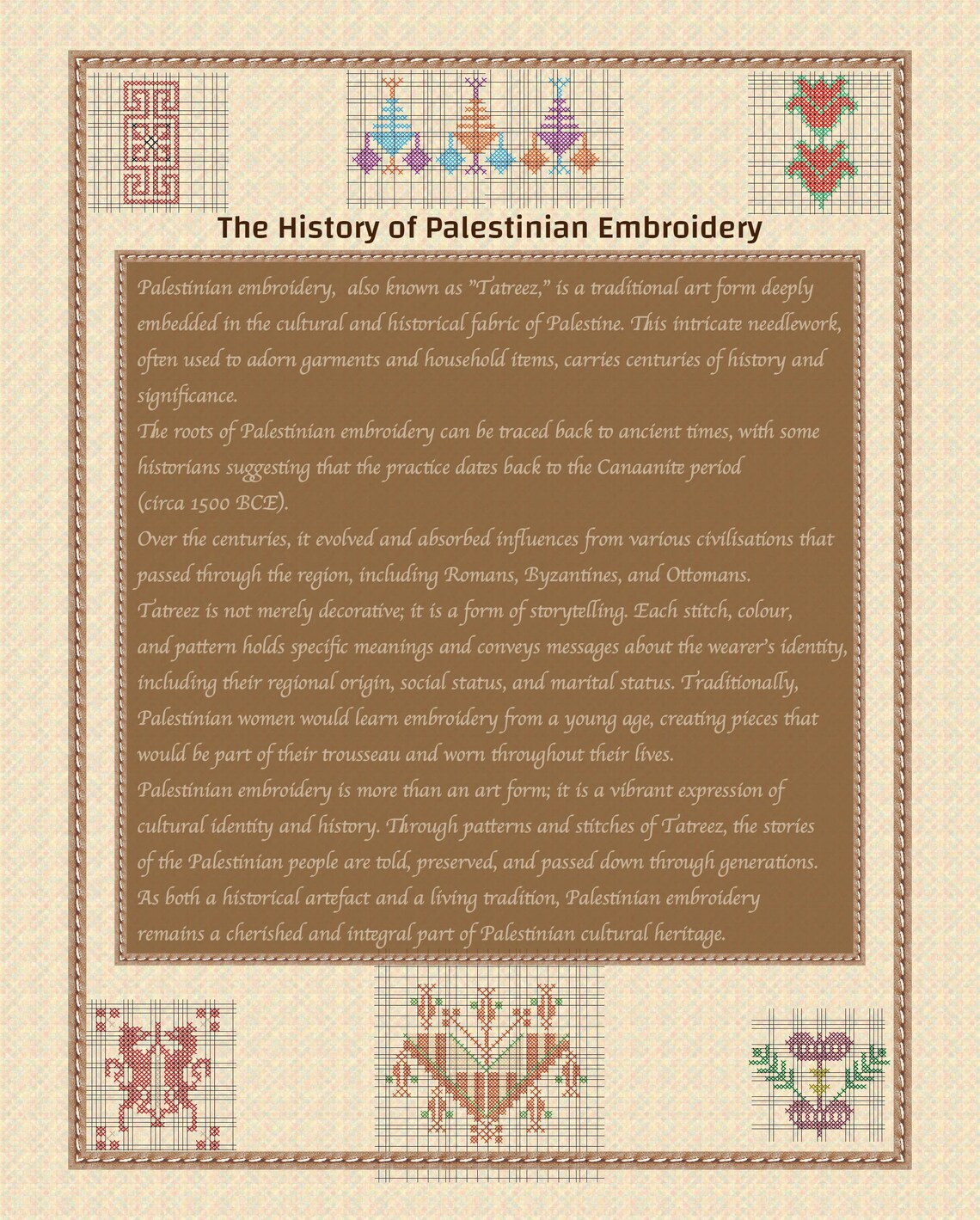 Palestinian Embroidery Motifs Map of Palestine Tatreez Map Pattern ...