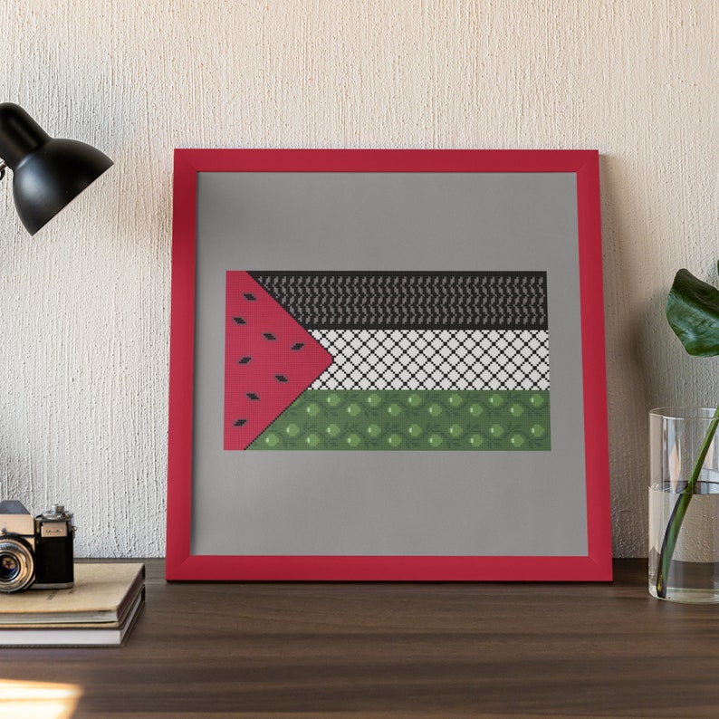 Palestinian Embroidery Motifs Flag of Palestine Tatreez Flag Pattern ...