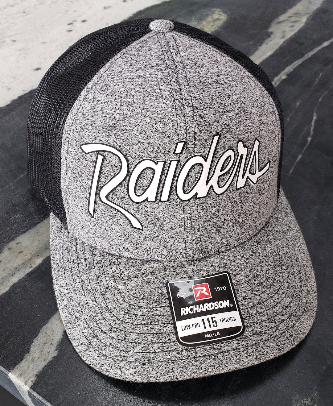 Raiders Trucker Hat Custom Made Richardson Low Pro Heather!! - Etsy