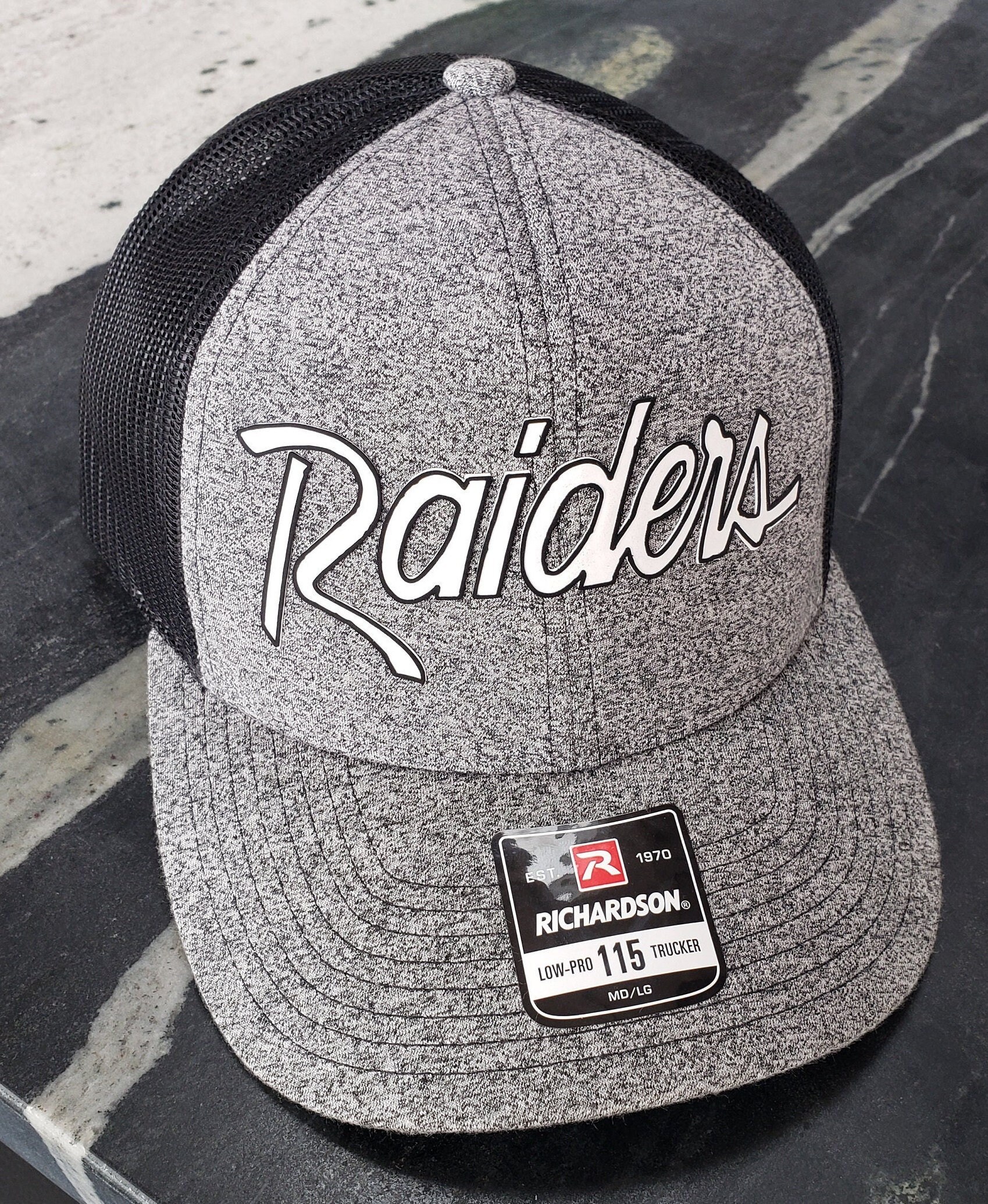 Raiders Trucker Hat Custom Made Richardson Low Pro Heather!! - Etsy