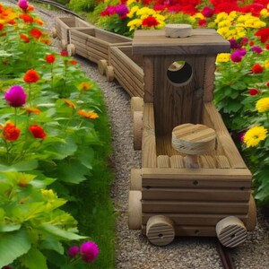 Wooden Train Planter: Outdoor Herb & Flower Carriages - Etsy UK