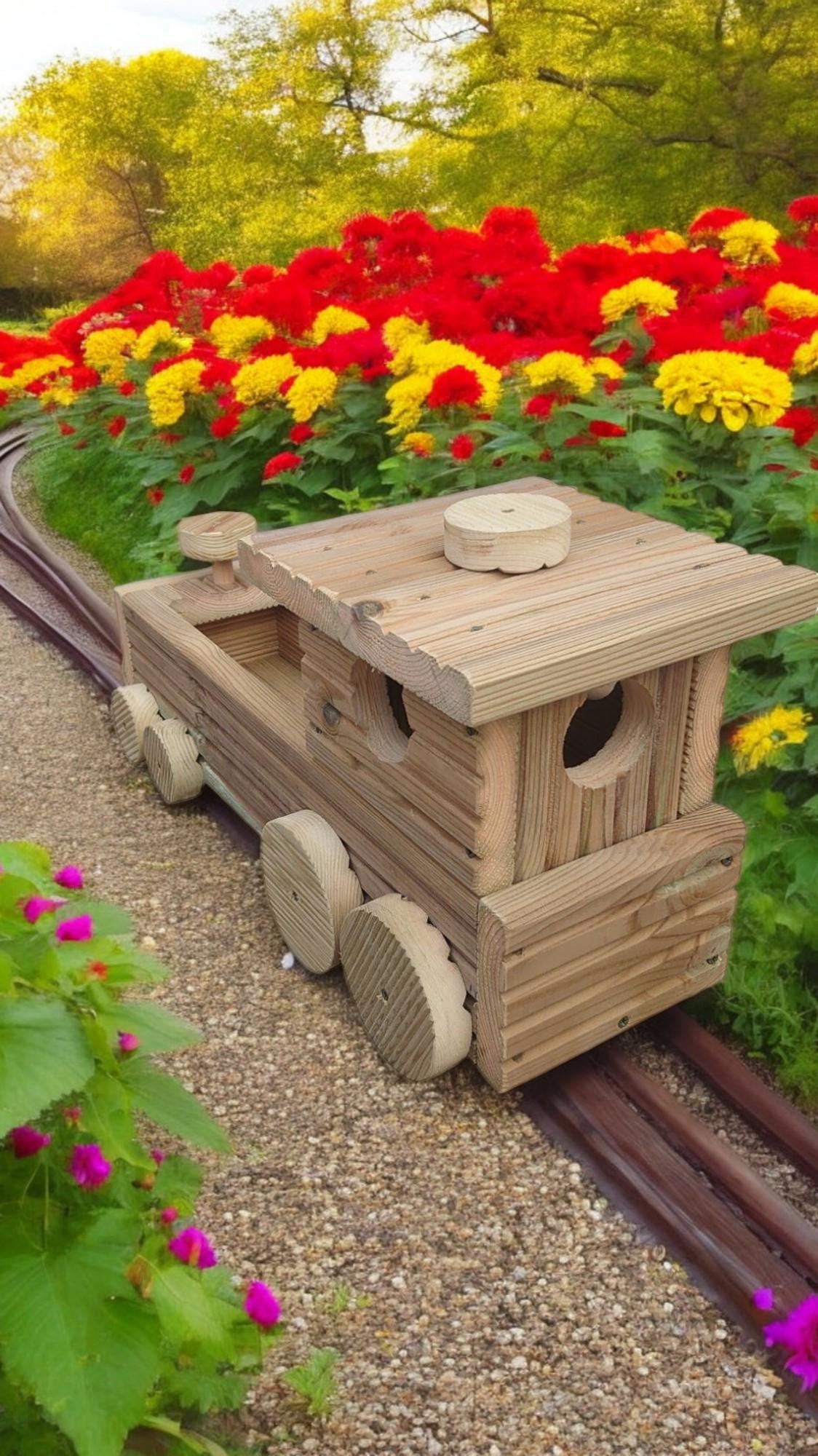 Wooden Train Planter: Outdoor Herb & Flower Carriages - Etsy UK