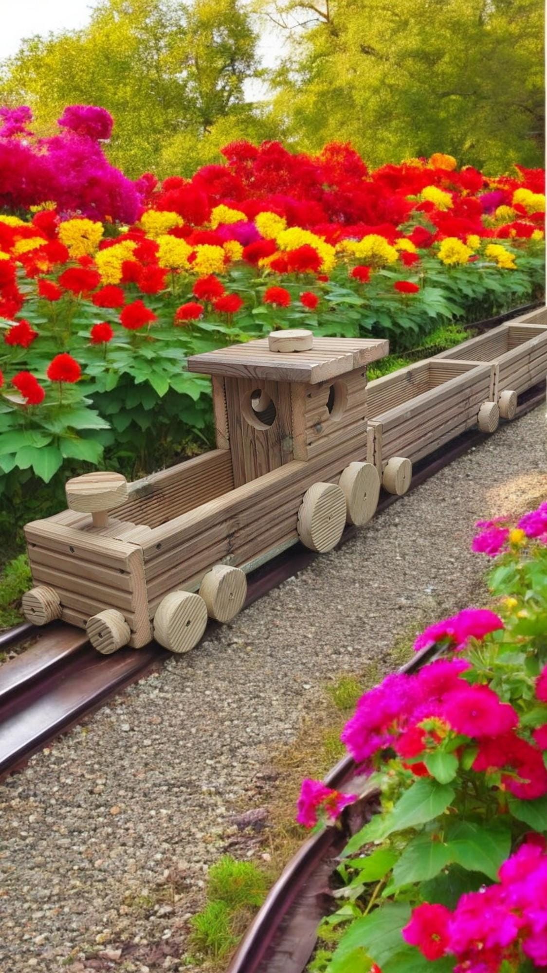 Wooden Train Planter: Outdoor Herb & Flower Carriages - Etsy UK