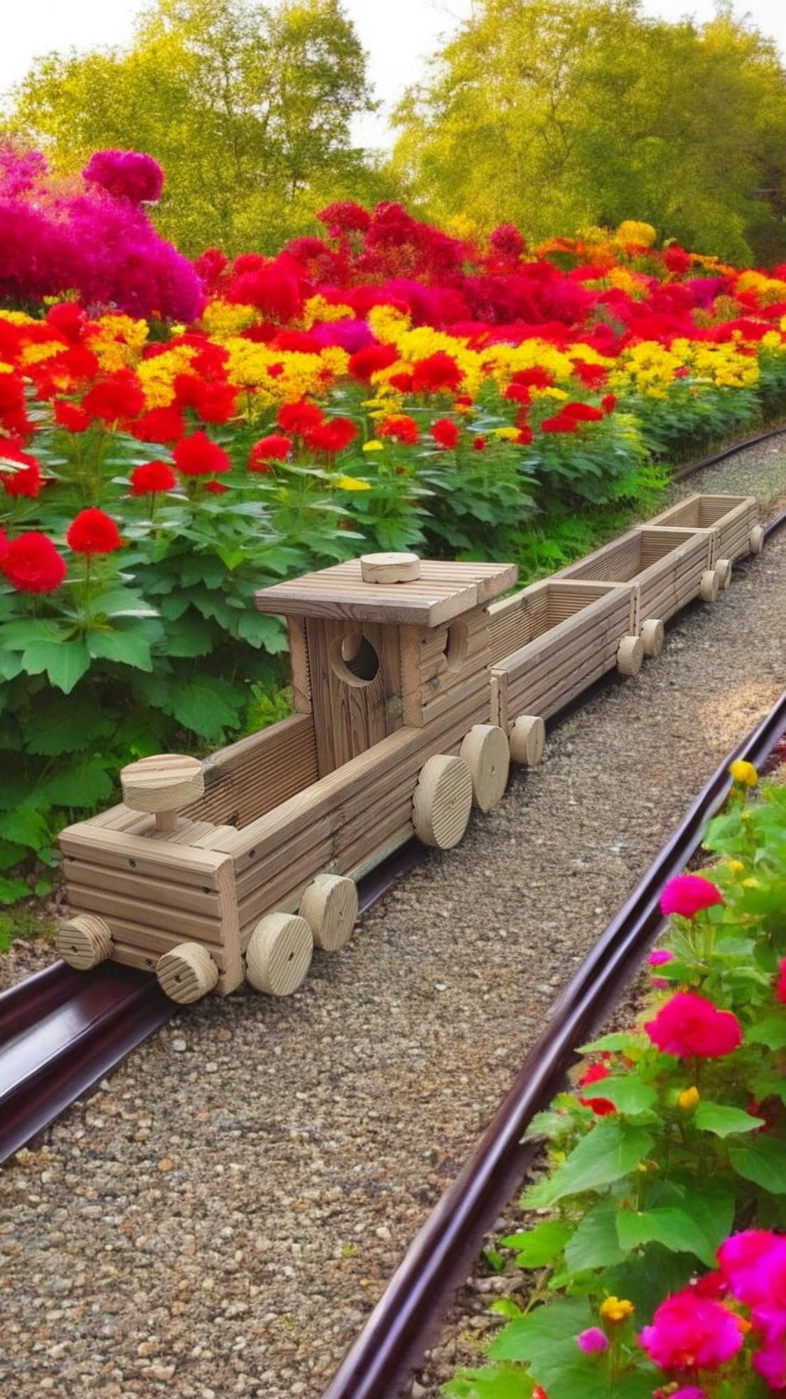 Wooden Train Planter: Outdoor Herb & Flower Carriages - Etsy UK
