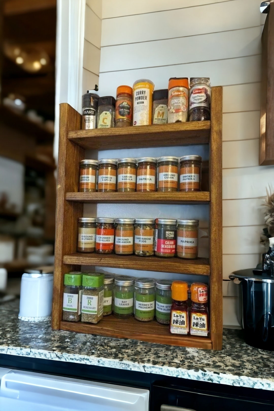 Rustic Wooden Rack, Rustic Spice Rack, Farmhouse Wall Shelf, Wall ...