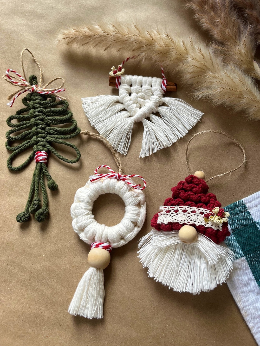 Macramé Ornaments | Boho Ornament Set | Christmas Tree Ornament| Gnome ...