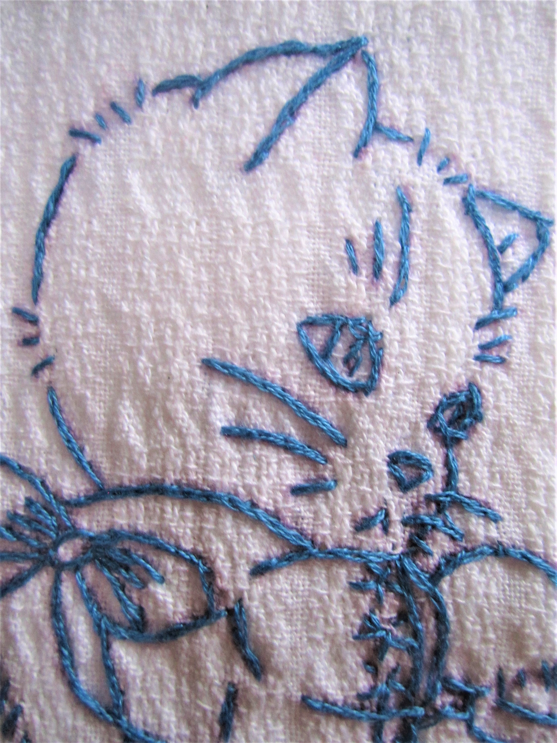 Kitten Days of the Week Hand Embroidered Kitchen Dish Towel Cotton ...