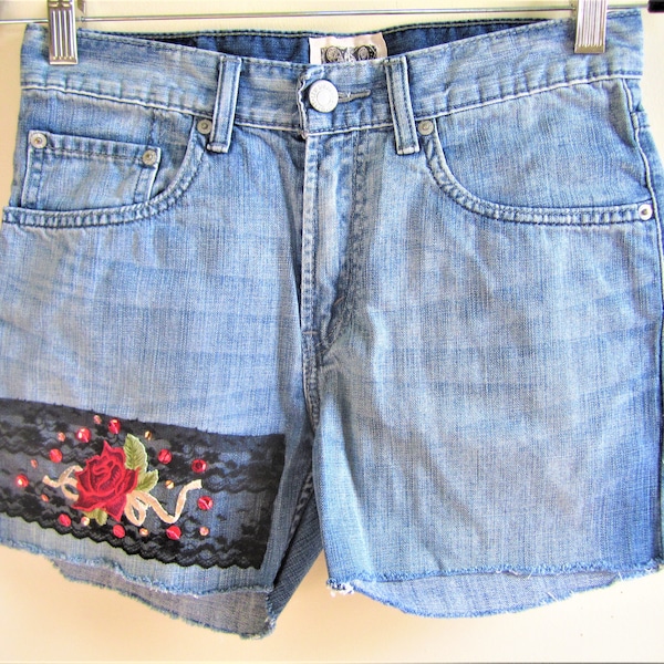 Lace Jean Shorts - Etsy