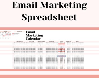 Email Marketing Tracker, Email Content Planner Spreadsheet, Google ...