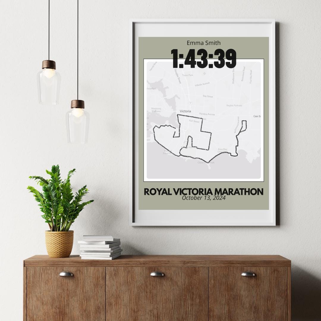 Custom Race Route Poster- Marathon Course Map, Race Gift for Runners ...