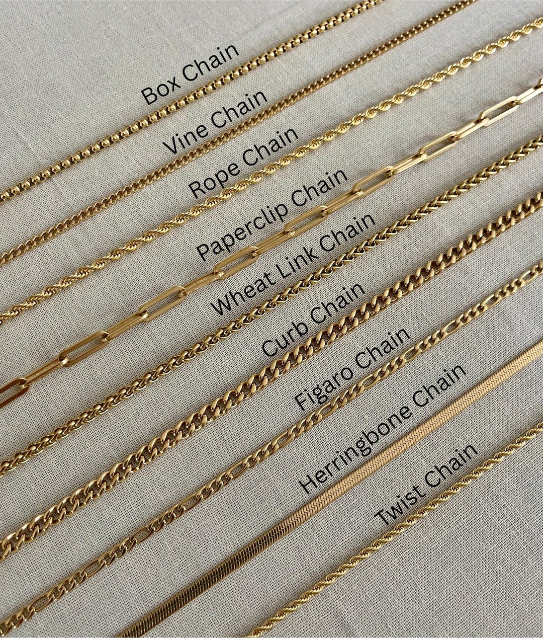 18K Gold Filled Chain, Non Tarnish Chain, Waterproof Chain, Figaro ...