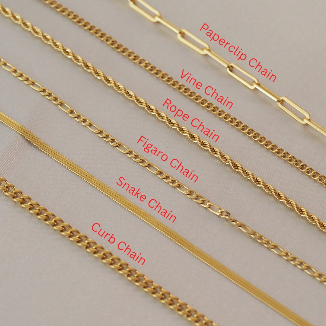 18K Gold Filled Chain, Non Tarnish Chain, Waterproof Chain, Figaro ...