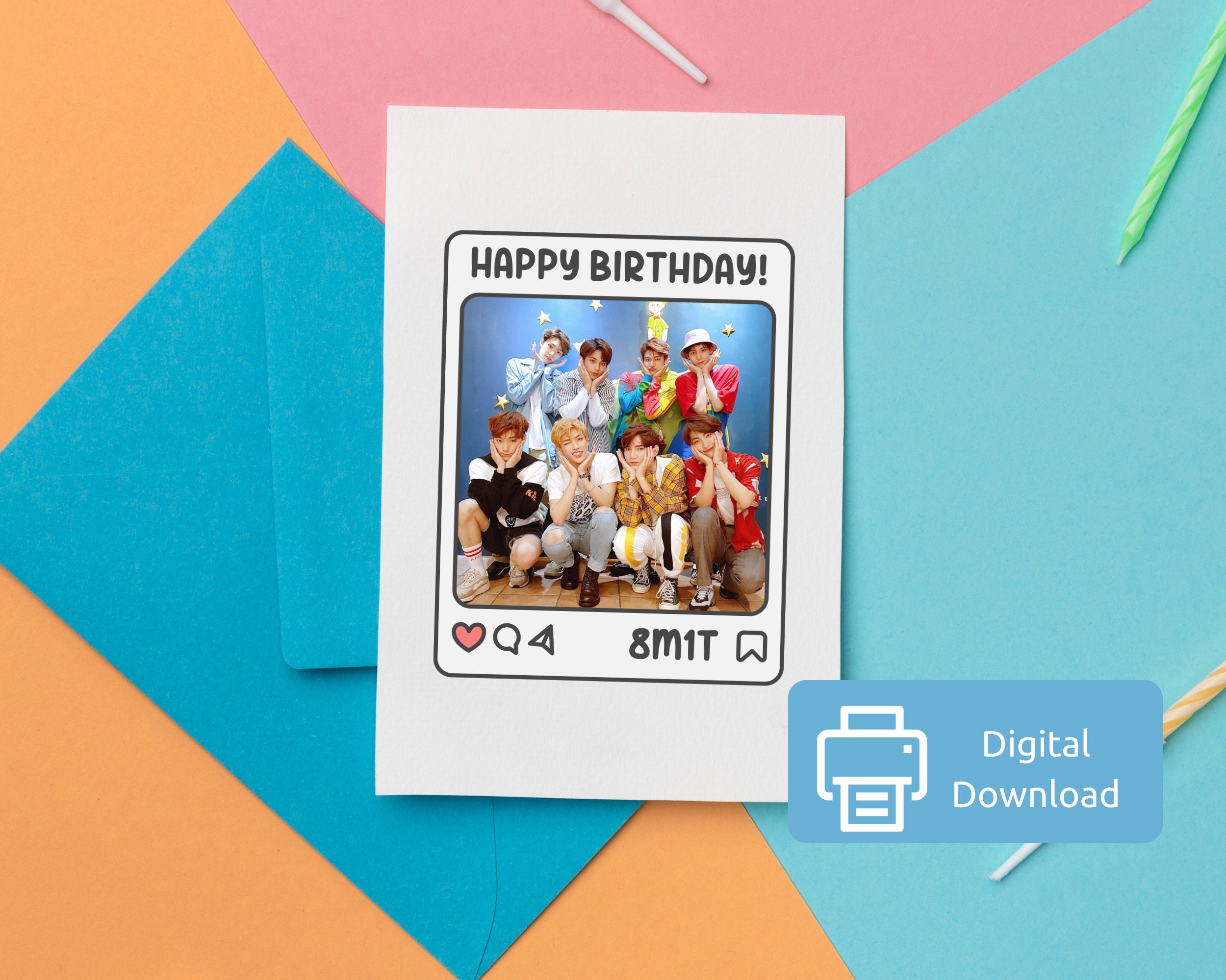 Printable Kpop Ateez Group Birthday Card DIGITAL PRODUCT - Etsy