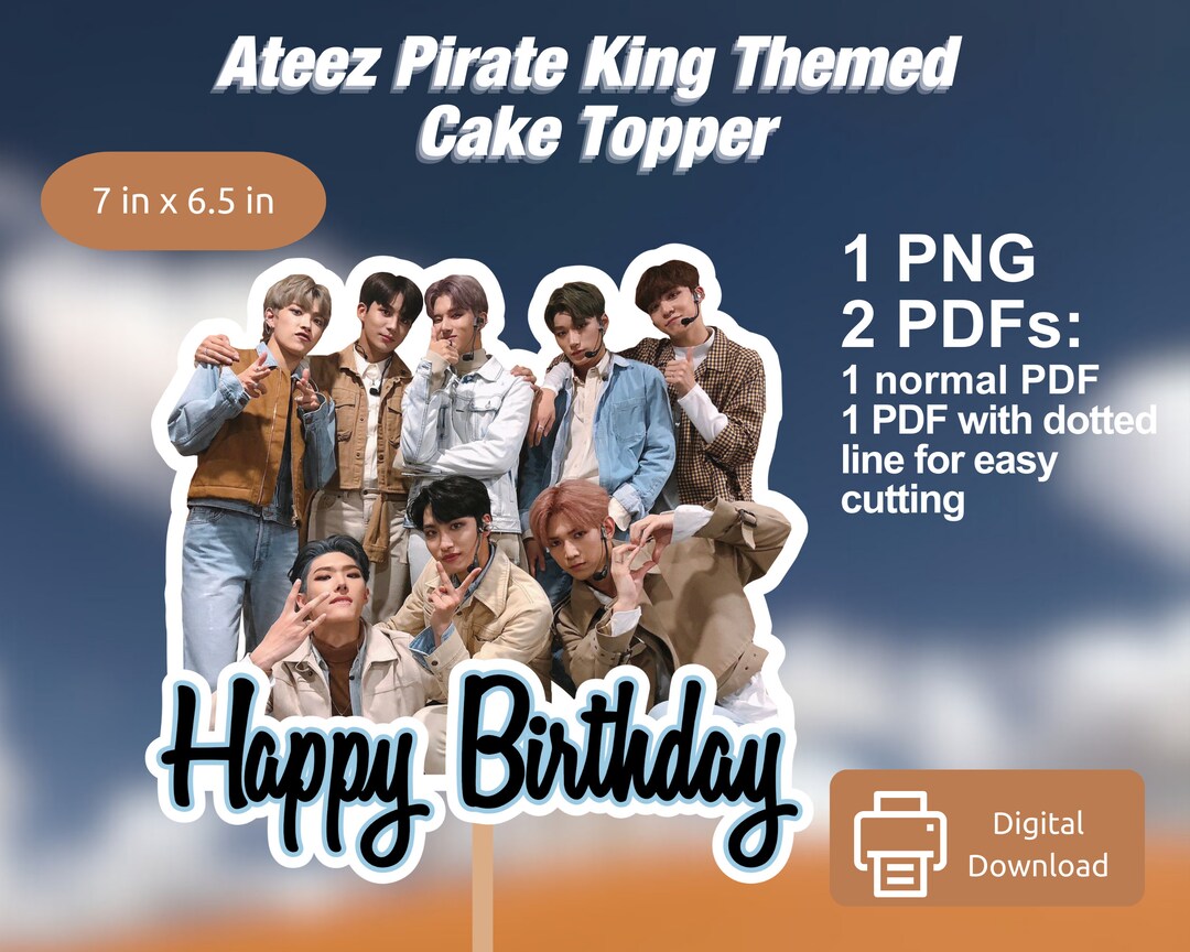 Printable Kpop Ateez Pirate King Cake Topper DIGITAL PRODUCT - Etsy