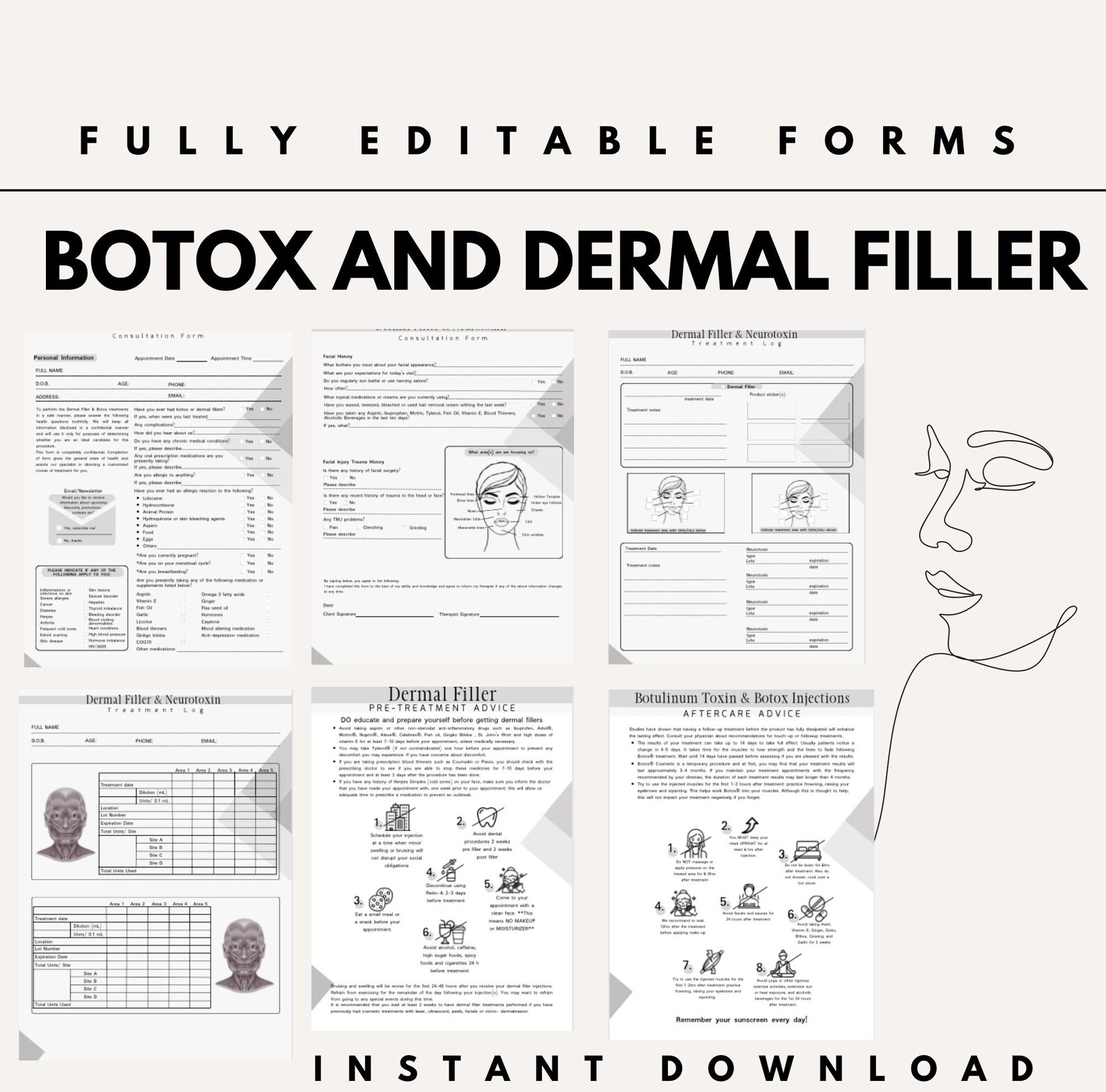 Dermal Filler Consent Forms, Botulinum Toxin Consent Form, Botox ...