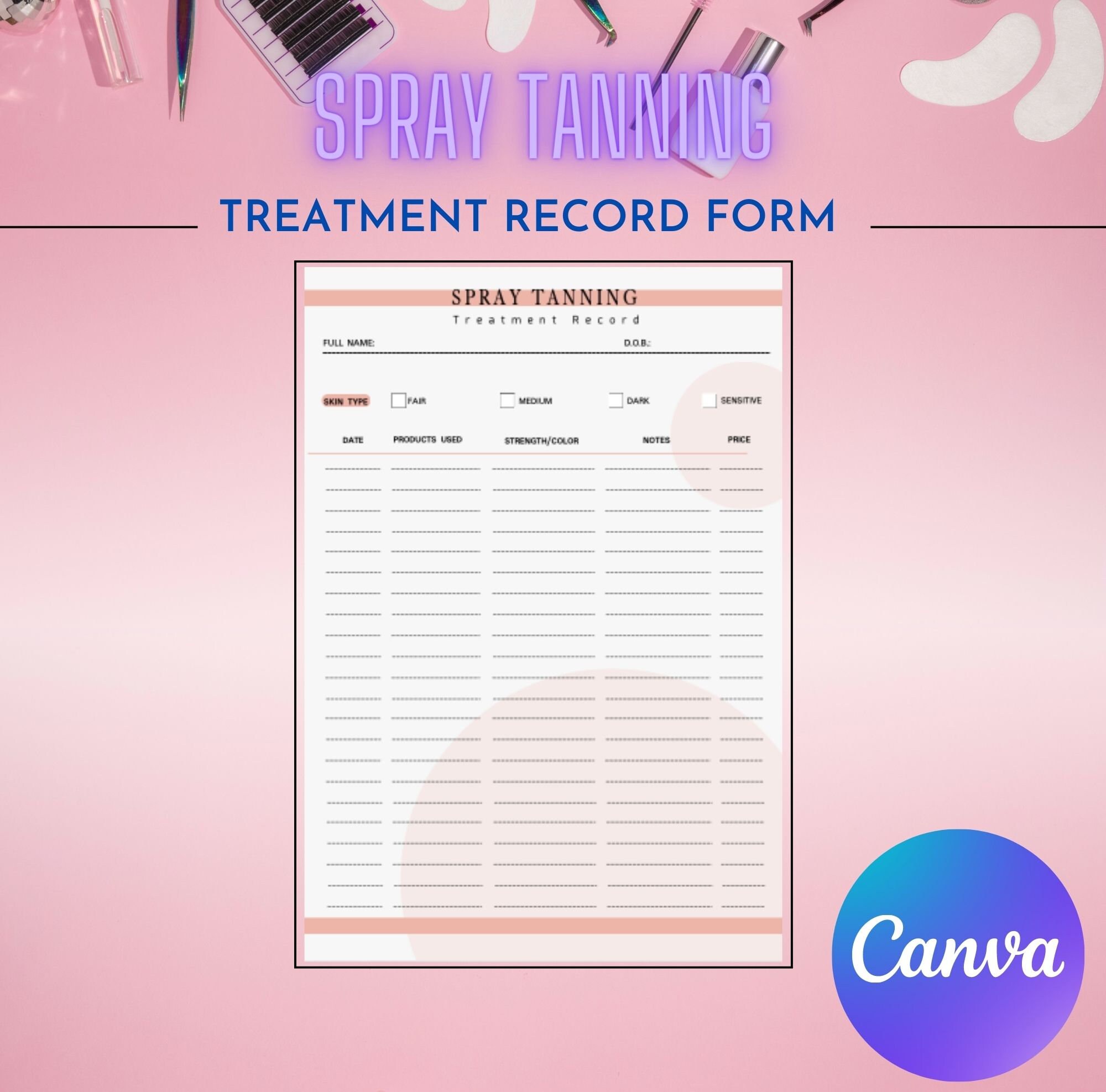 EDITABLE Spray Tan Forms . Spray Tan Templates for - Etsy