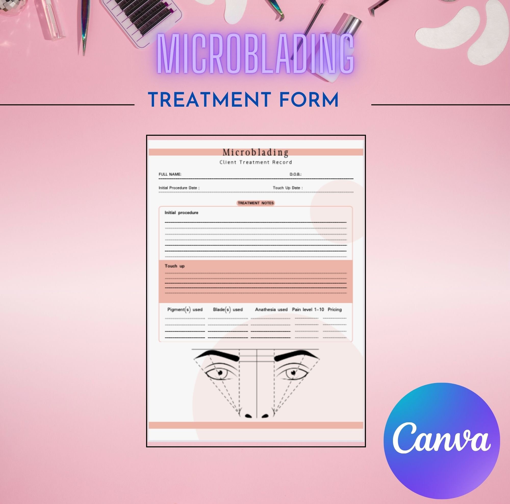 EDITABLE Microblading Consultation Form . Brow Tattoo Consent - Etsy