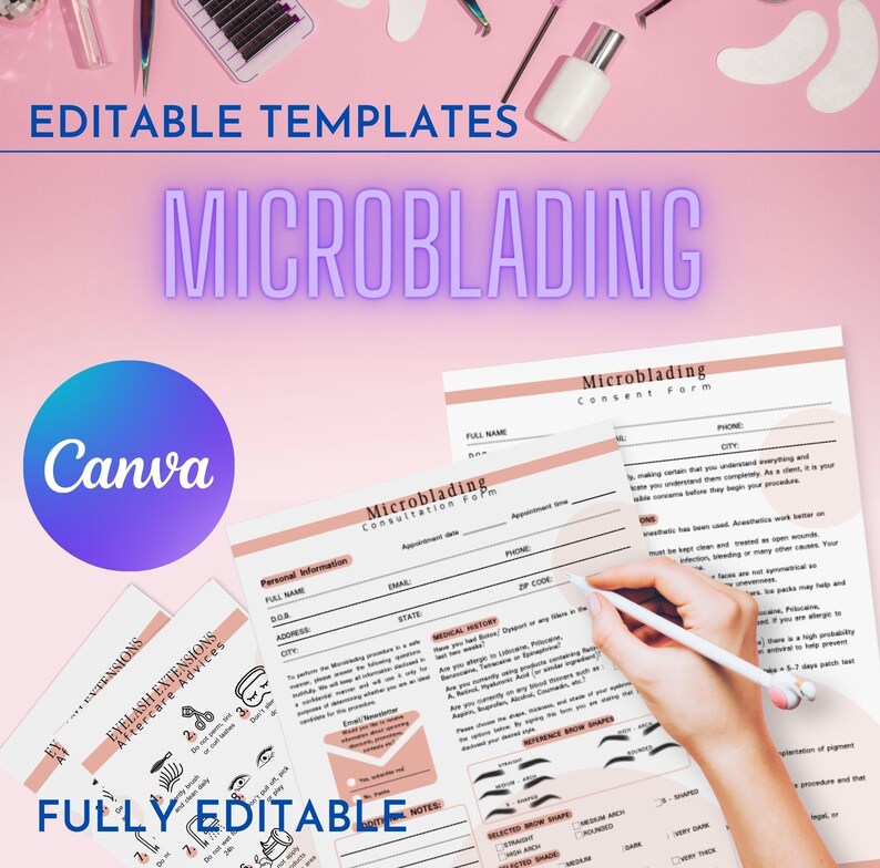 EDITABLE Microblading Consultation Form . Brow Tattoo Consent - Etsy
