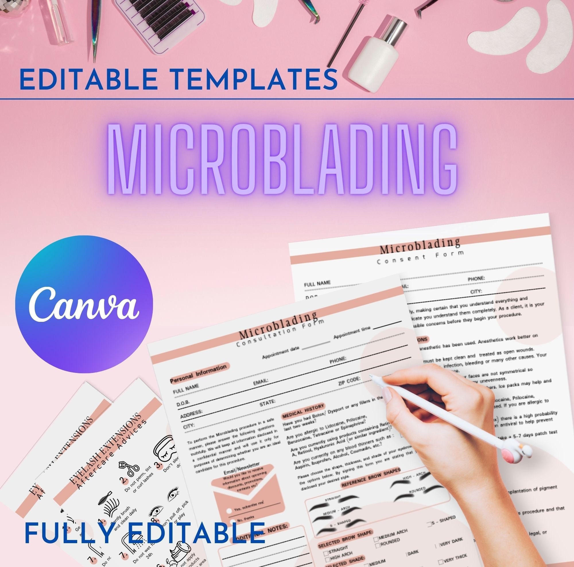 EDITABLE Microblading Consultation Form . Brow Tattoo Consent - Etsy