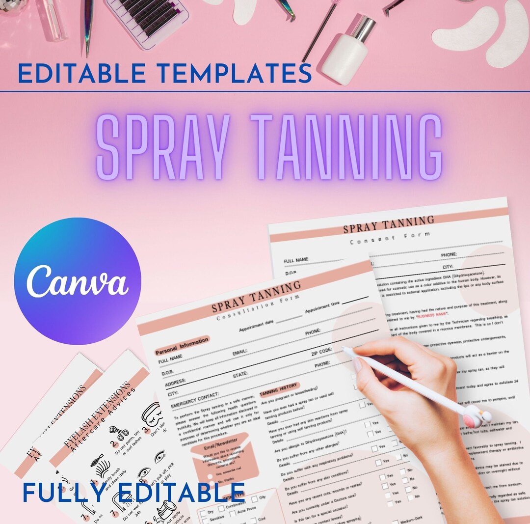 EDITABLE Spray Tan Forms . Spray Tan Templates for Estheticians .spray ...