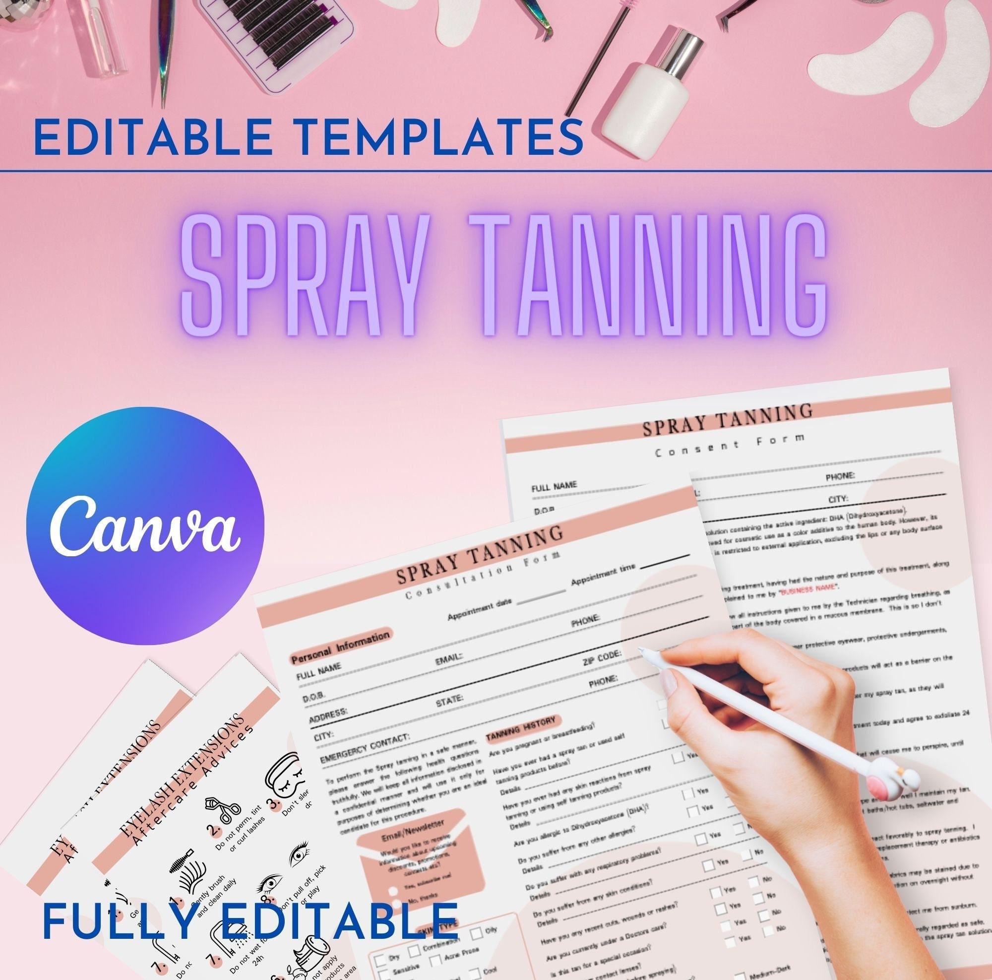 EDITABLE Spray Tan Forms . Spray Tan Templates for - Etsy