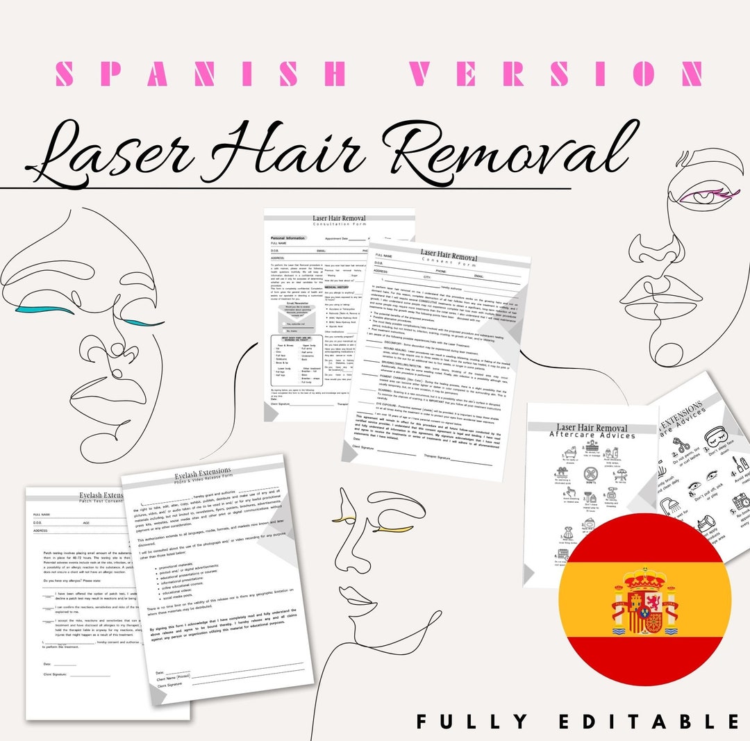 SPANISH ESPANOL Formularios De Depilación Láser, Hair Removal Consent ...