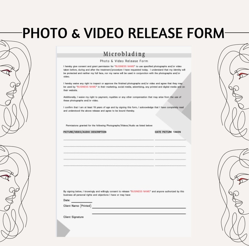 EDITABLE Microblading Consultation Form . Brow Tattoo Consent - Etsy