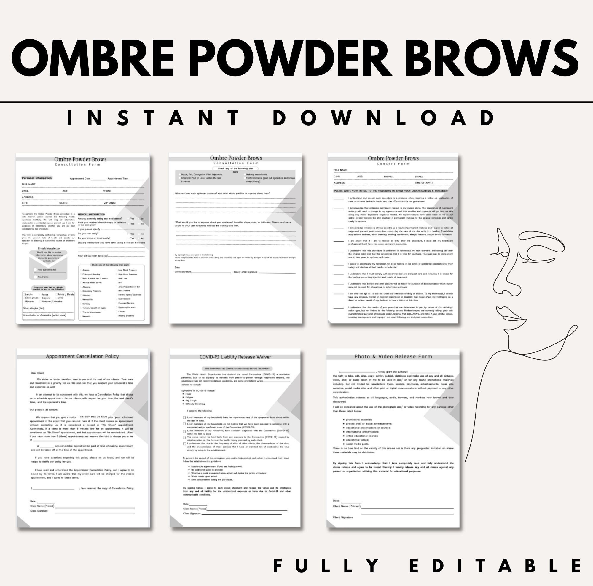 Ombre Brown Consent Forms . Ombre Brown Client Intake Form ...