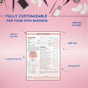 EDITABLE Spray Tan Forms . Spray Tan Templates for Estheticians .spray ...