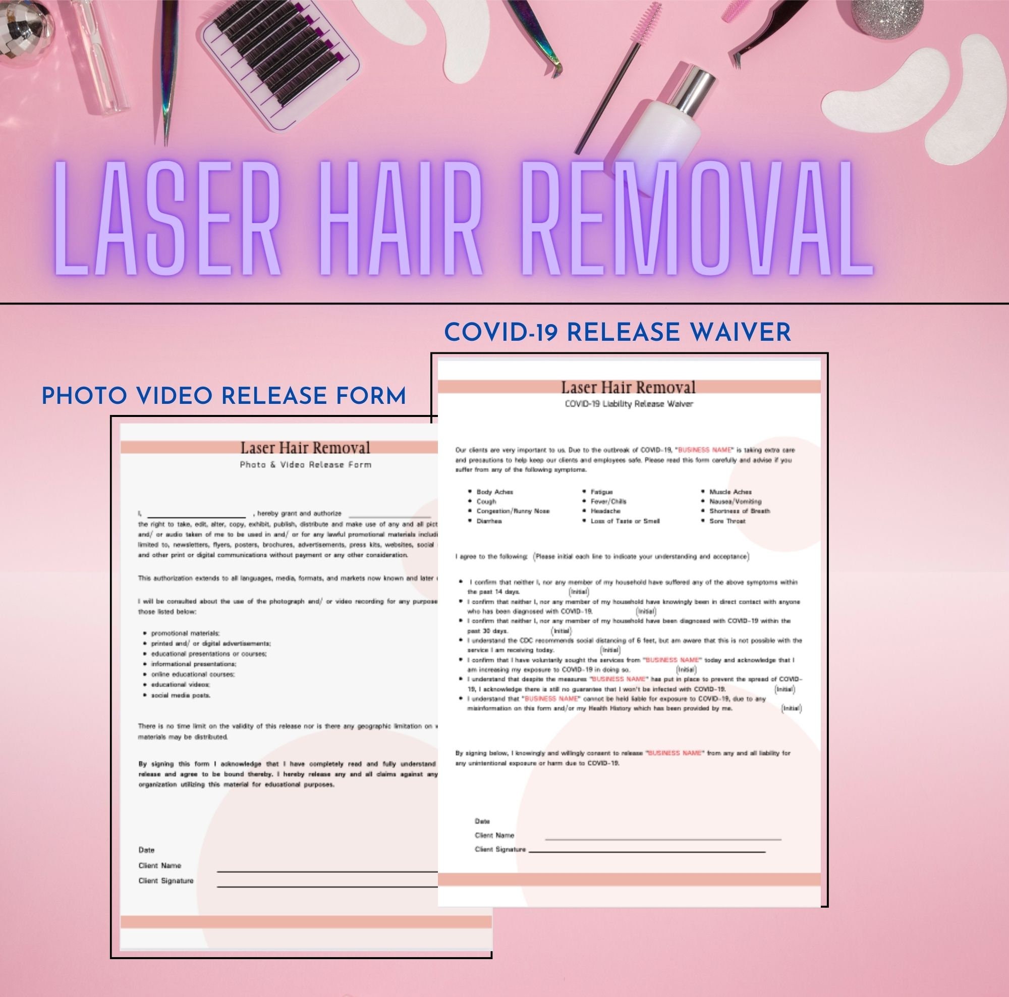 EDITABLE Laser Hair Removal Client Intake Forms . Canva - Etsy
