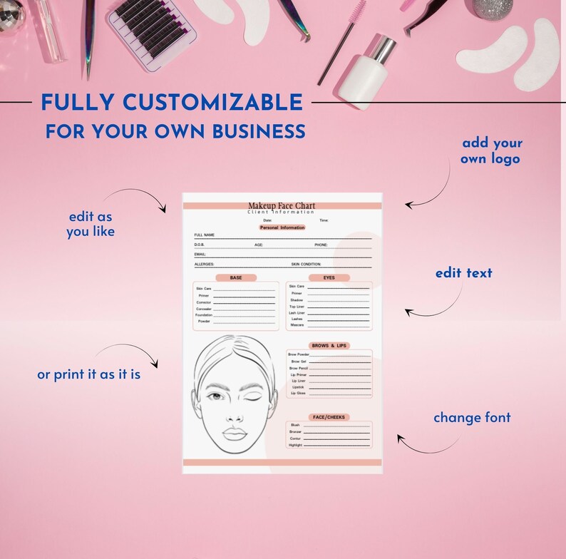 Makeup Artist Face Chart Template. Makeup Artist Form . Makeup Face Chart . Esthetician Form ...