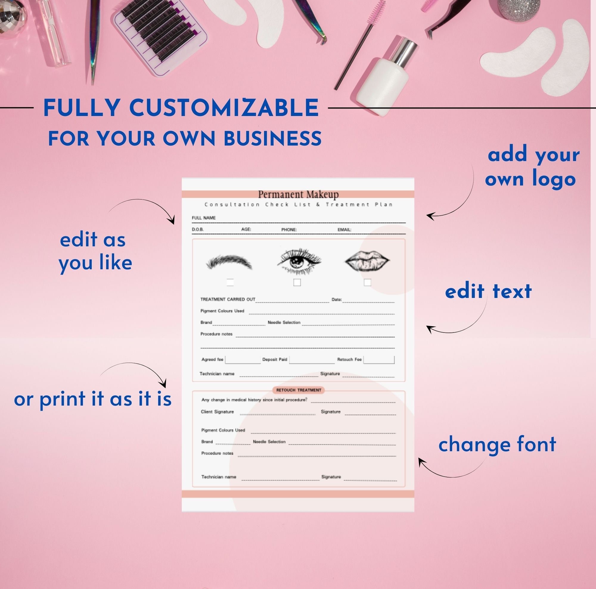 Permanent Makeup Forms PMU Consent Forms . Editable PMU Forms ...